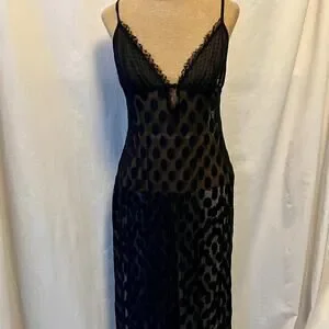 unknown | Intimates & Sleepwear | Black Lace Sheer Maxi Nightgown See ...